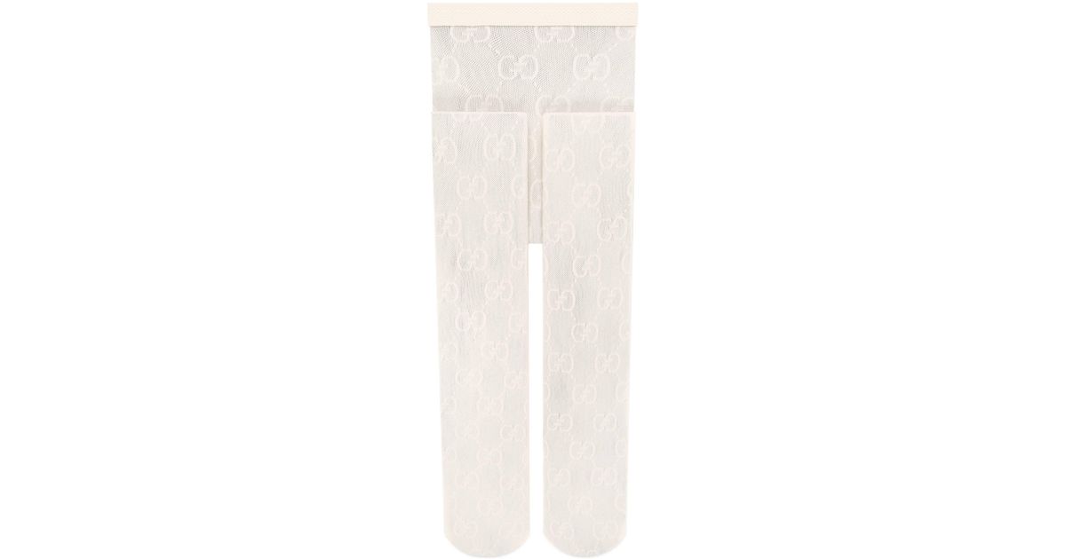 Gucci GG Patterned Tights in White | Lyst