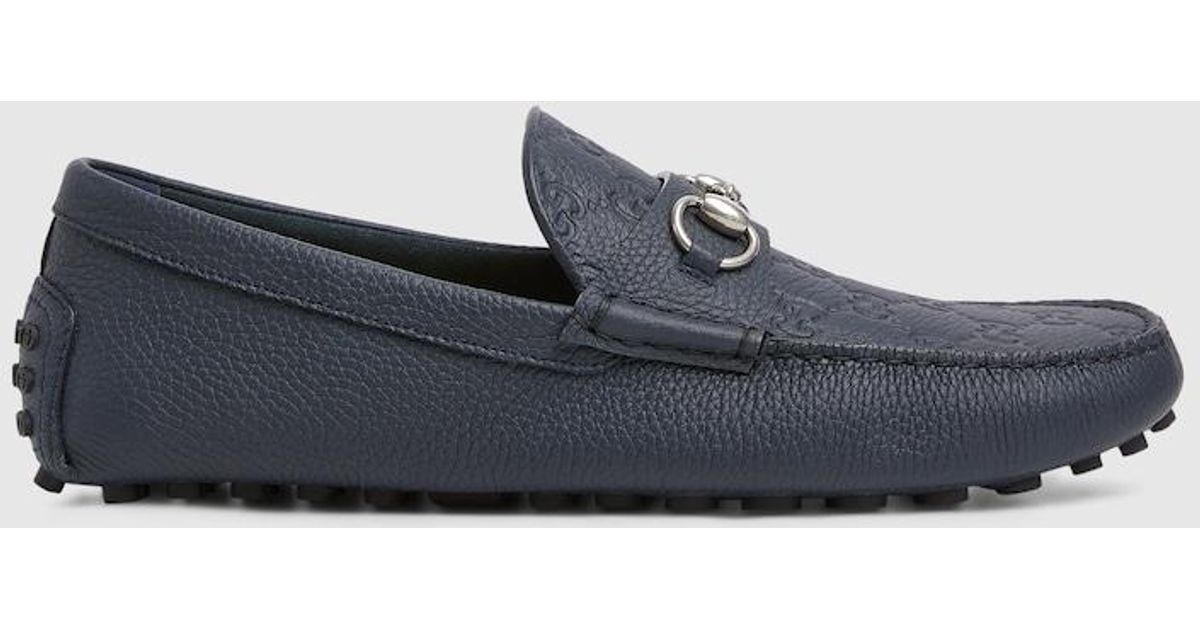Gucci Driver With Horsebit, Leather in Blue for Men | Lyst