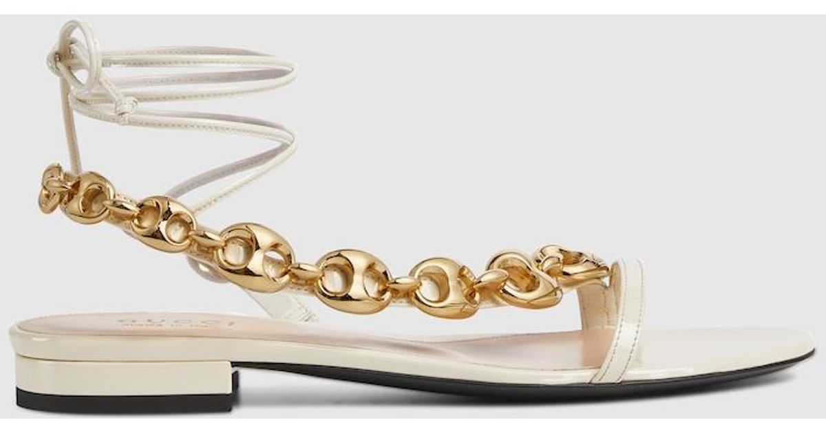 Gucci Marina Chain Sandal in Metallic | Lyst