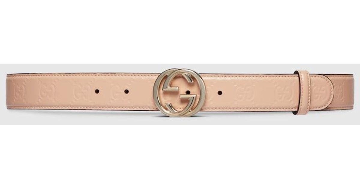 Gucci GG Belt With Interlocking G Buckle in Natural | Lyst