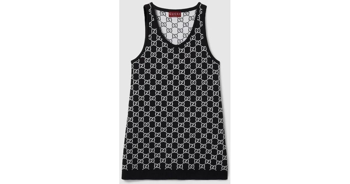 Gucci Gg Wool Jacquard Mini Dress in Black | Lyst