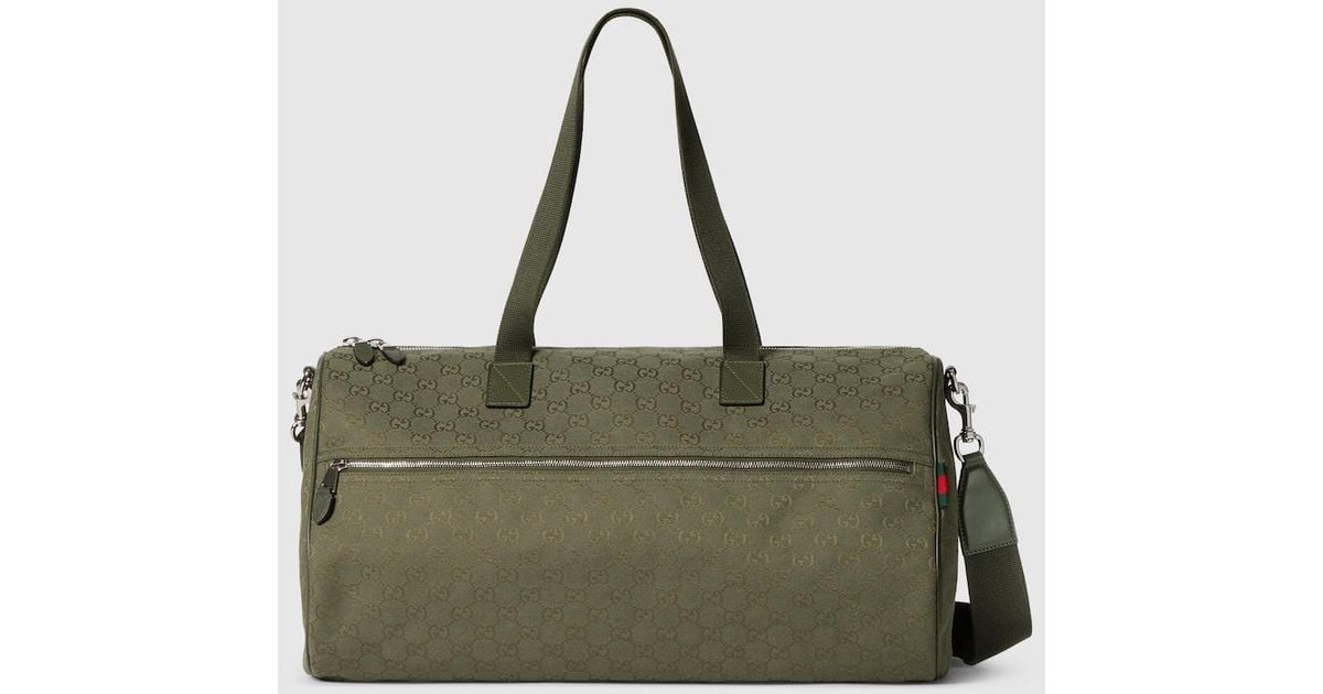 Gucci Gg Canvas Large Duffle Bag, Canvas in Green for Men | Lyst