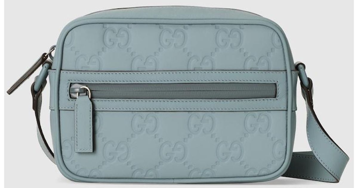Gucci GG Rubber-effect Mini Shoulder Bag in Blue for Men | Lyst