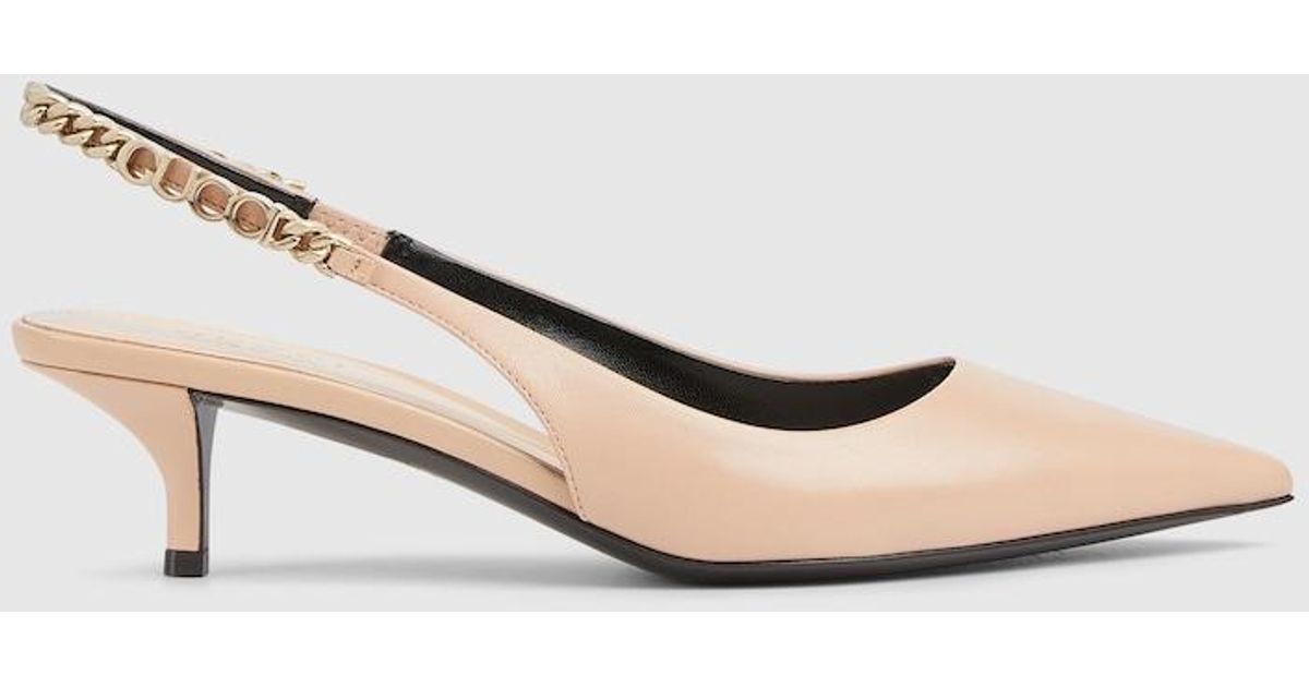 Gucci Signoria Slingback Pump, , Leather in White | Lyst