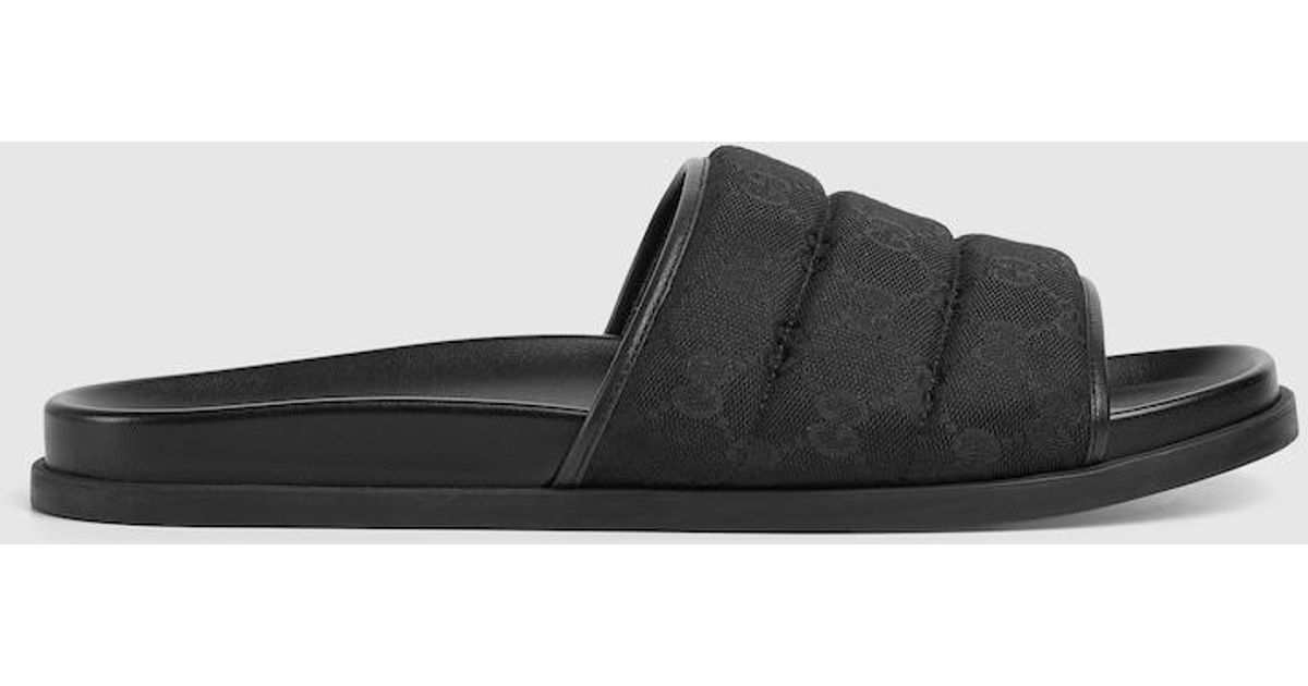 Gucci Slide Sandal, Gg Canvas in Black for Men | Lyst UK
