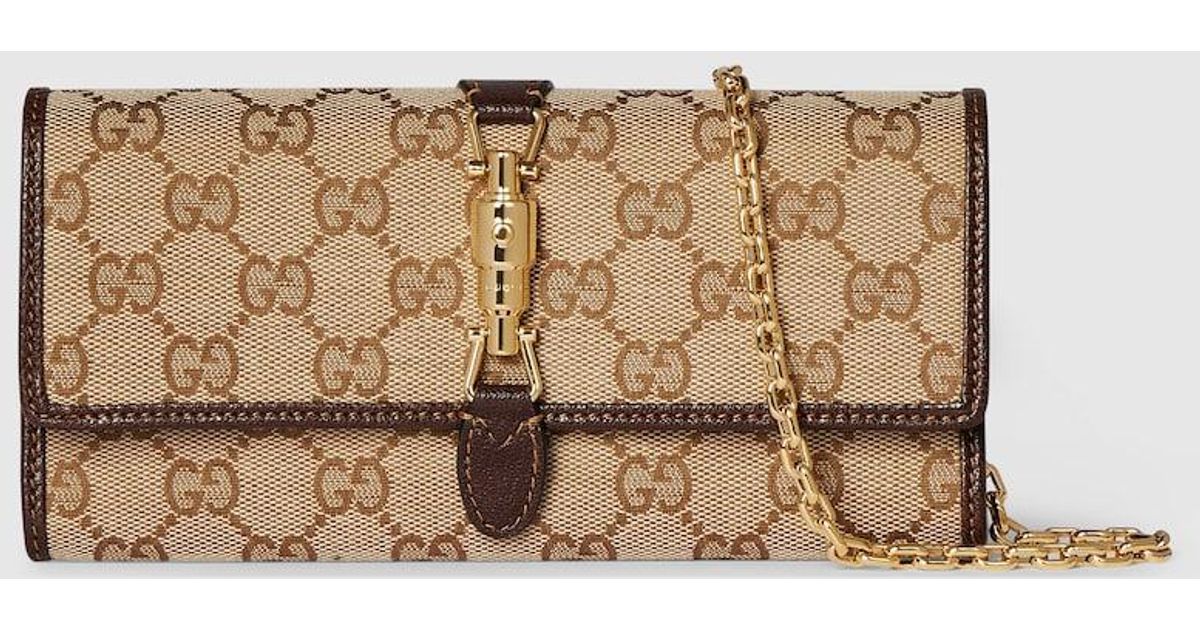 Gucci Jackie Wallet On Chain, Gg Canvas in Natural | Lyst UK