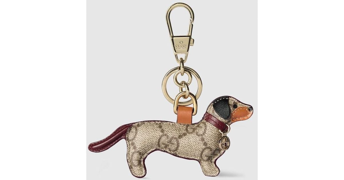 Gucci Dog-Shaped Bag Charm, Gg Canvas in Metallic | Lyst