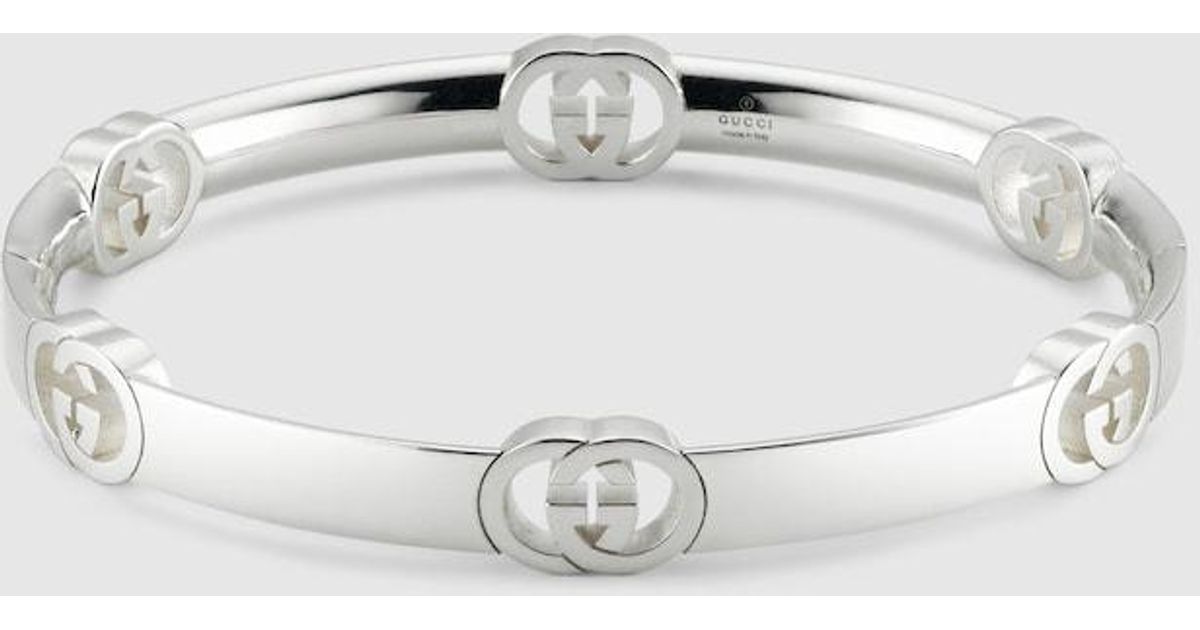 Gucci Interlocking Cuff Bracelet in Metallic | Lyst