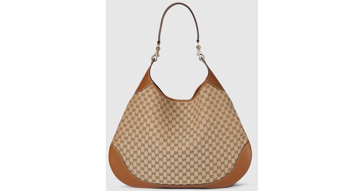 Gucci B Large Shoulder Bag, Gg Canvas in Brown | Lyst