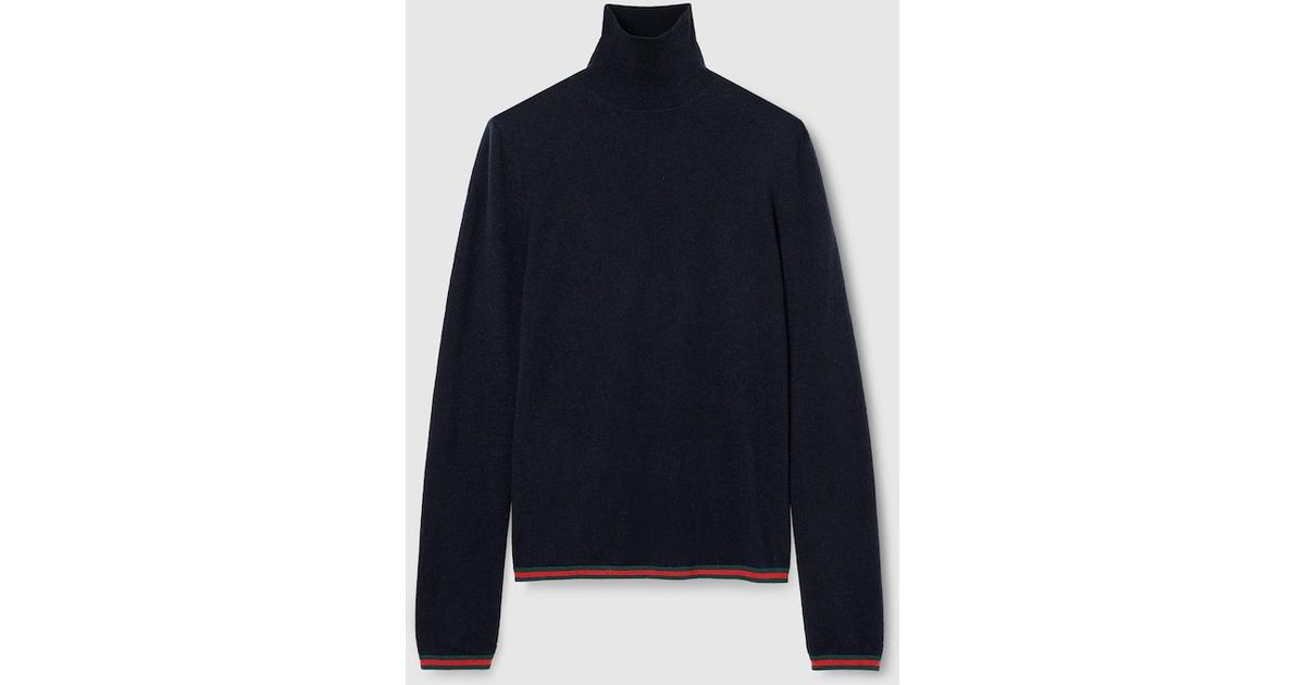 Gucci Fine Soft Cashmere Turtleneck in Blue for Men | Lyst UK