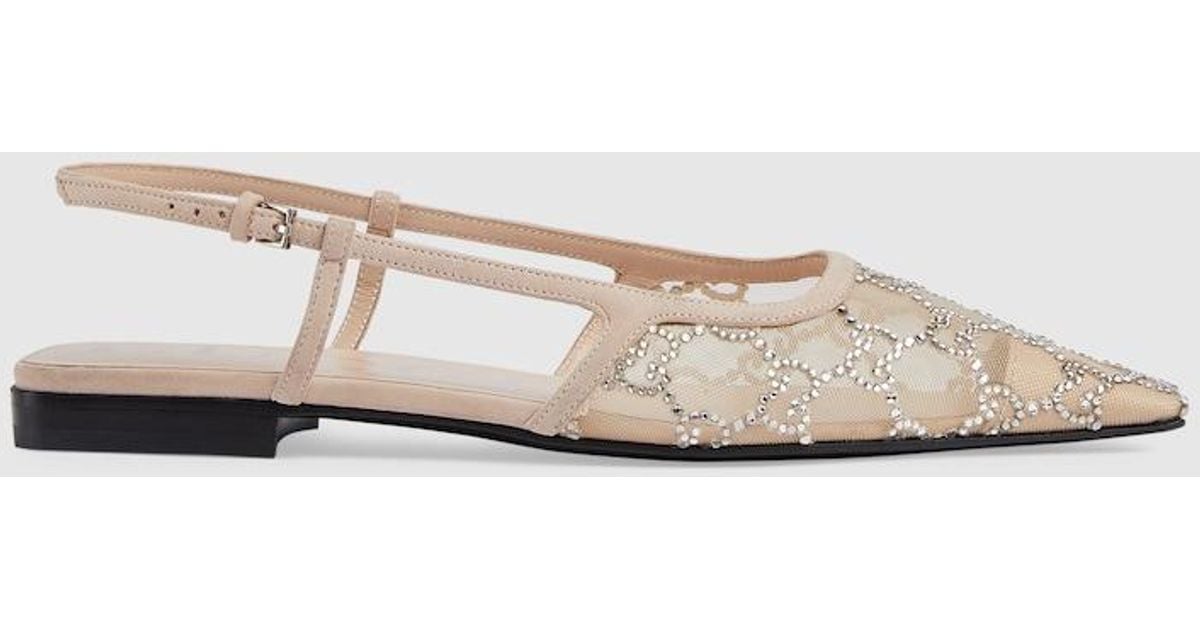 Gucci Gg Slingback Ballet Flat, , Fabric in Metallic | Lyst