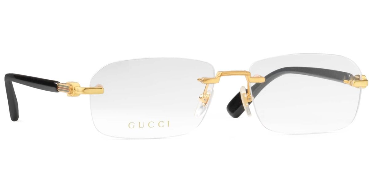 Gucci Rectangular Optical Frame In Gold Metallic For Men Lyst Canada