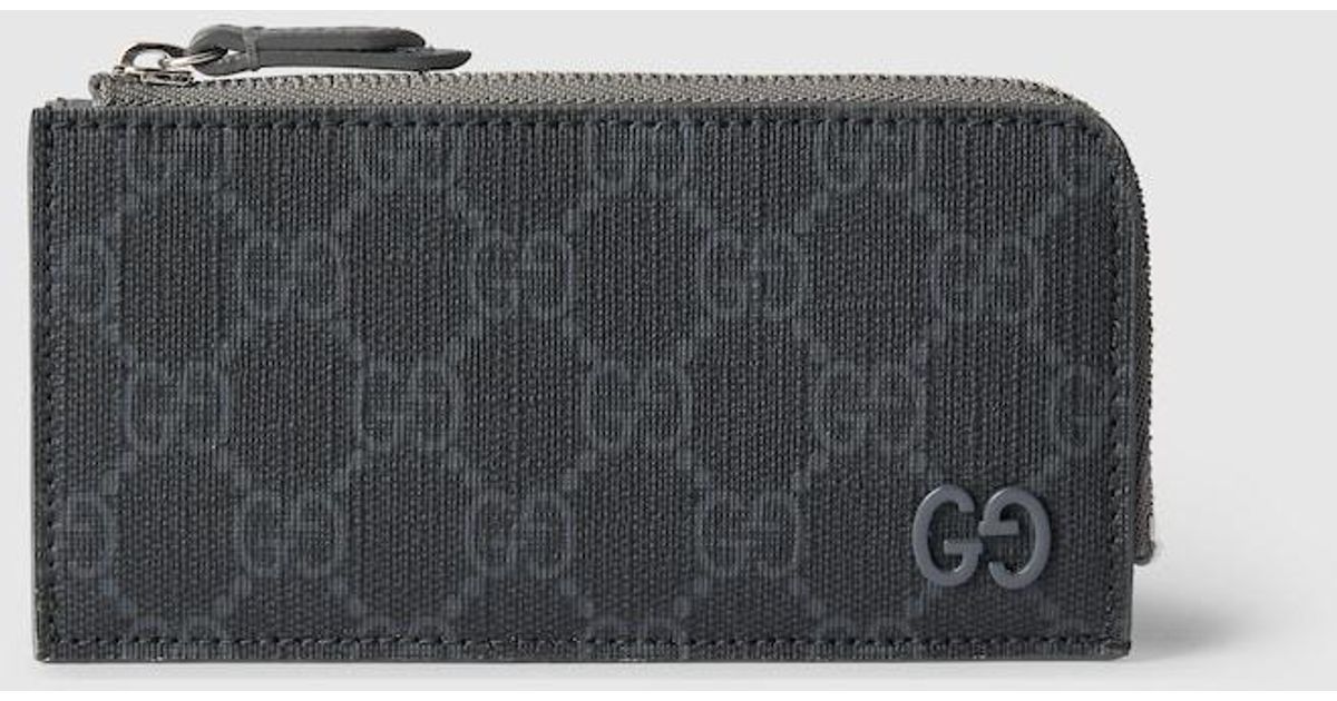 Gucci GG Zip Card Case With GG Detail in Black for Men | Lyst