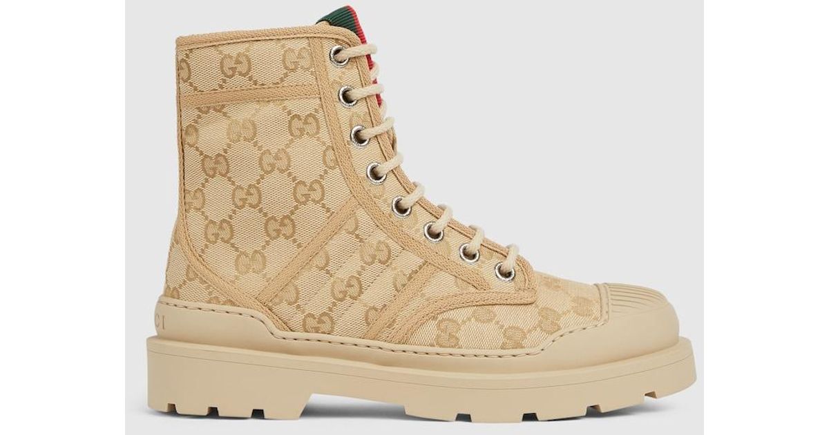 Gucci Boot With Web in Natural | Lyst