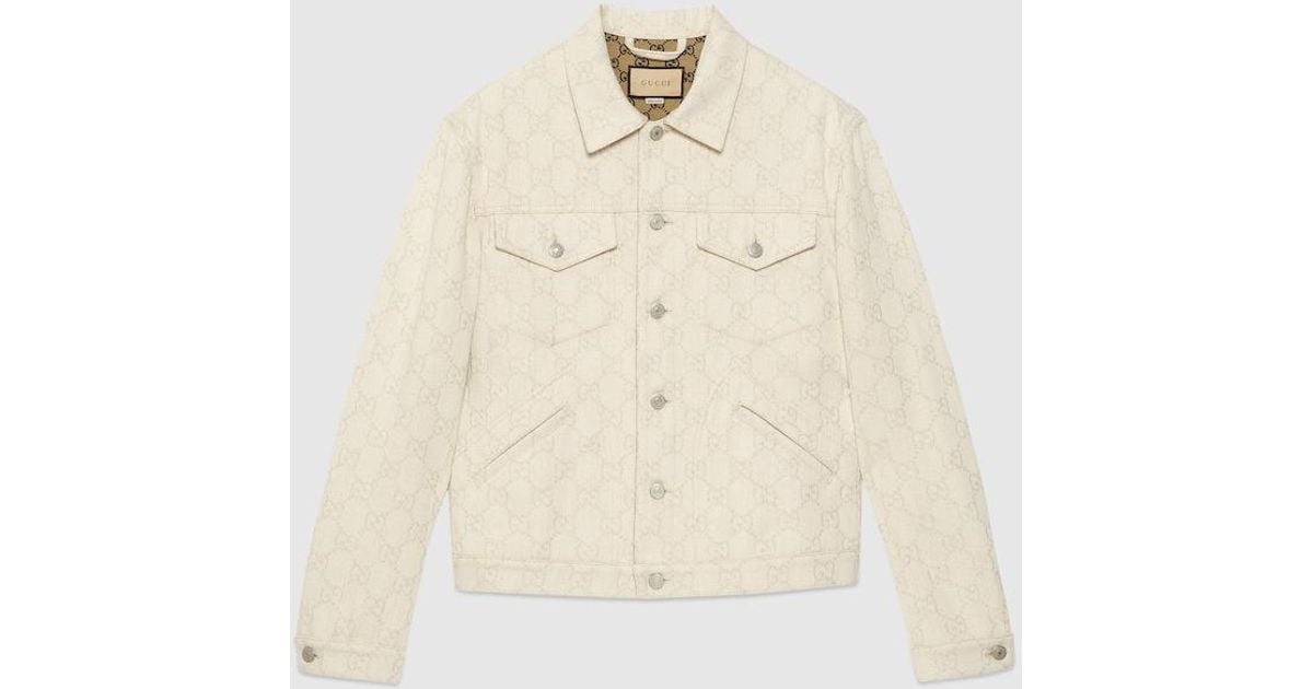 Gucci GG Cotton Jacquard Jacket in Natural for Men | Lyst