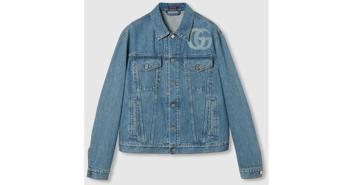 Gucci Lasered Double G Denim Jacket, Ready-To-Wear in Blue for Men | Lyst