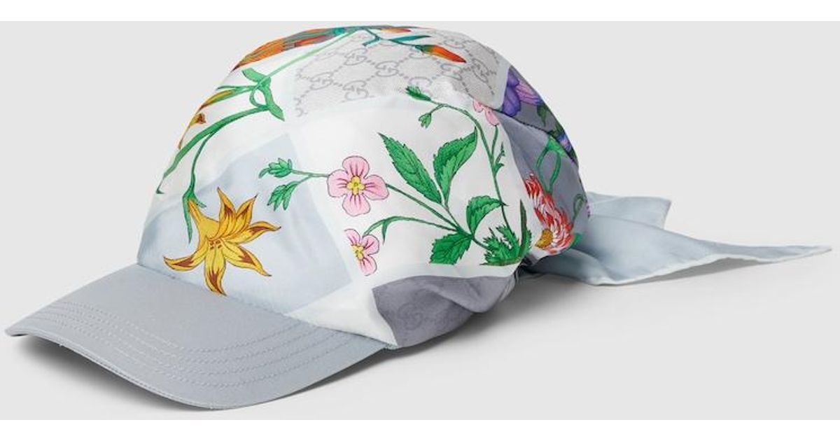 Gucci Printed Silk Baseball Cap in Blue | Lyst UK