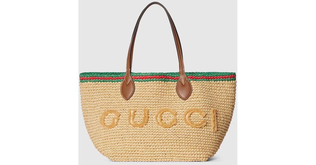 Gucci Woven Medium Tote Bag, Fabric in Metallic | Lyst