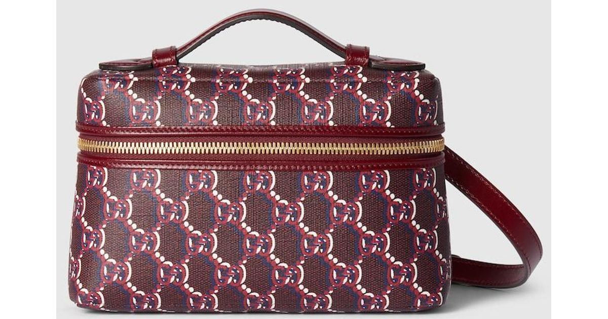 Gucci Super Mini Bag With Gg Shadow, Gg Canvas in Red | Lyst UK