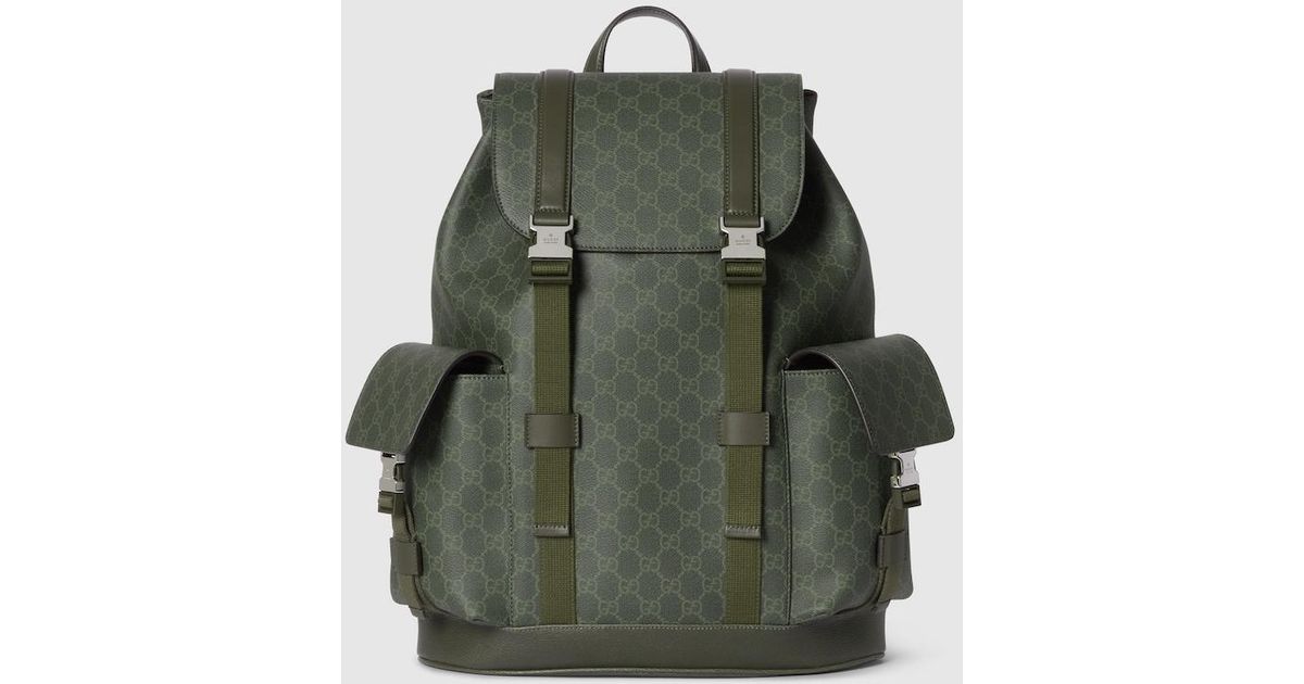 Gucci Gg Monogram Large Backpack, Fabric in Green for Men | Lyst UK