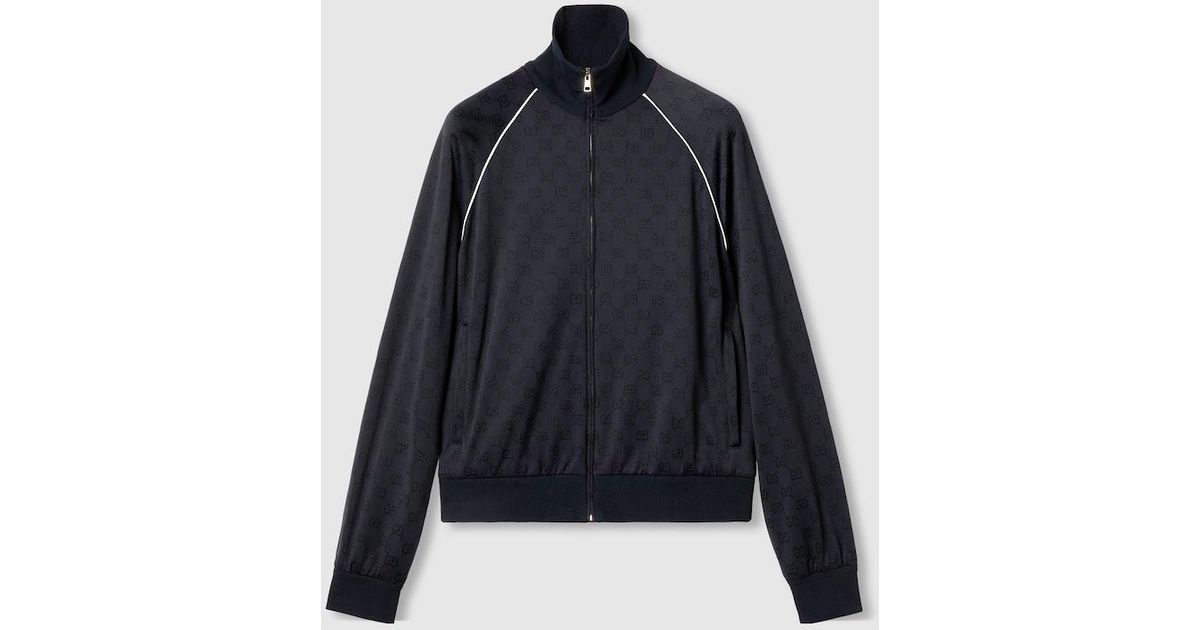 Gucci Gg Nylon And Jersey Zip Jacket, , , Ready-To-Wear in Black for Men | Lyst
