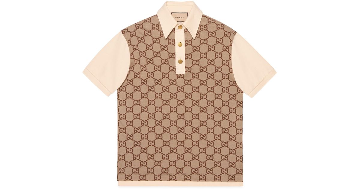 Gucci Jumbo GG Cotton Silk Jacquard Polo in Beige (Natural) for Men | Lyst Gucci Jumbo GG Cotton Silk Jacquard Polo in Beige (Natural) for Men | Lyst