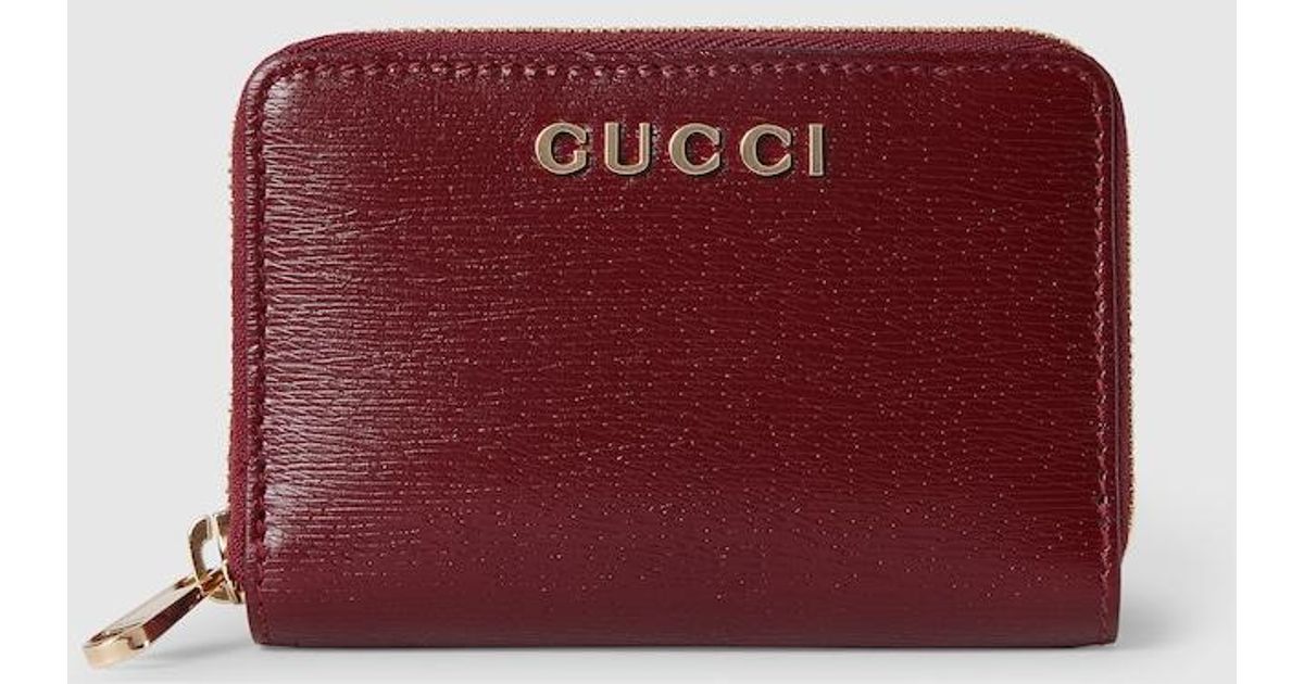 Gucci Zip Card Case With Script, , Leather in Red | Lyst