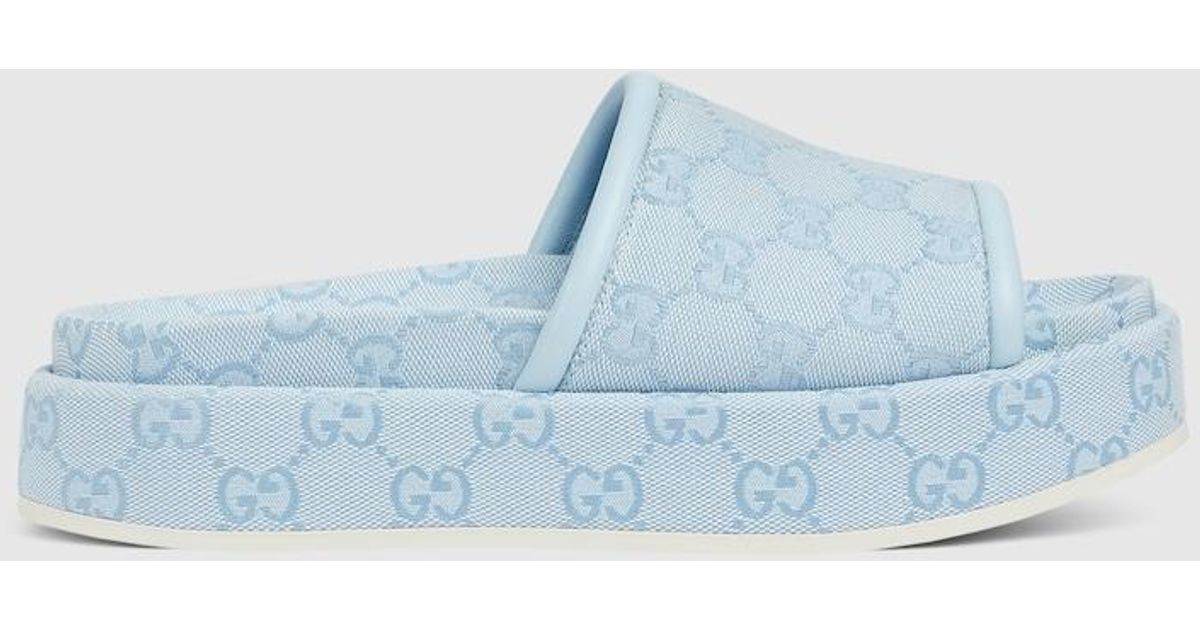 Gucci Gg Platform Sandal, Size 36 It in Blue | Lyst