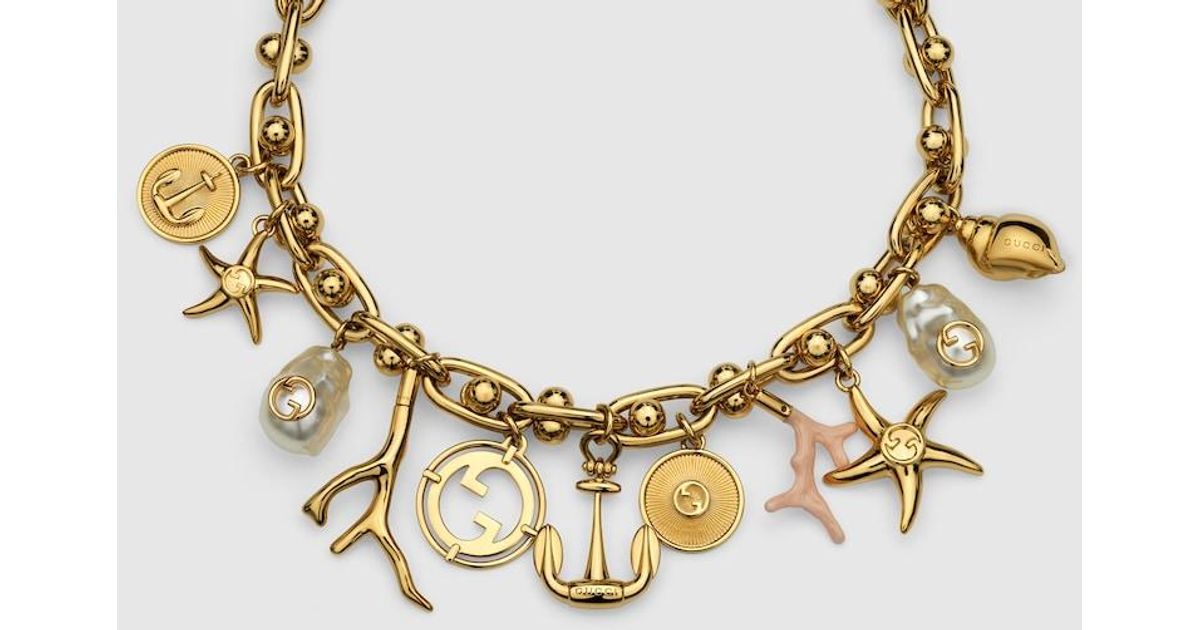Gucci Chain Necklace With Symbols in Metallic | Lyst