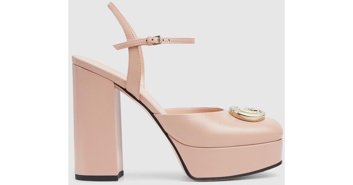 Gucci Platform Pump With Double G, Leather in Pink | Lyst
