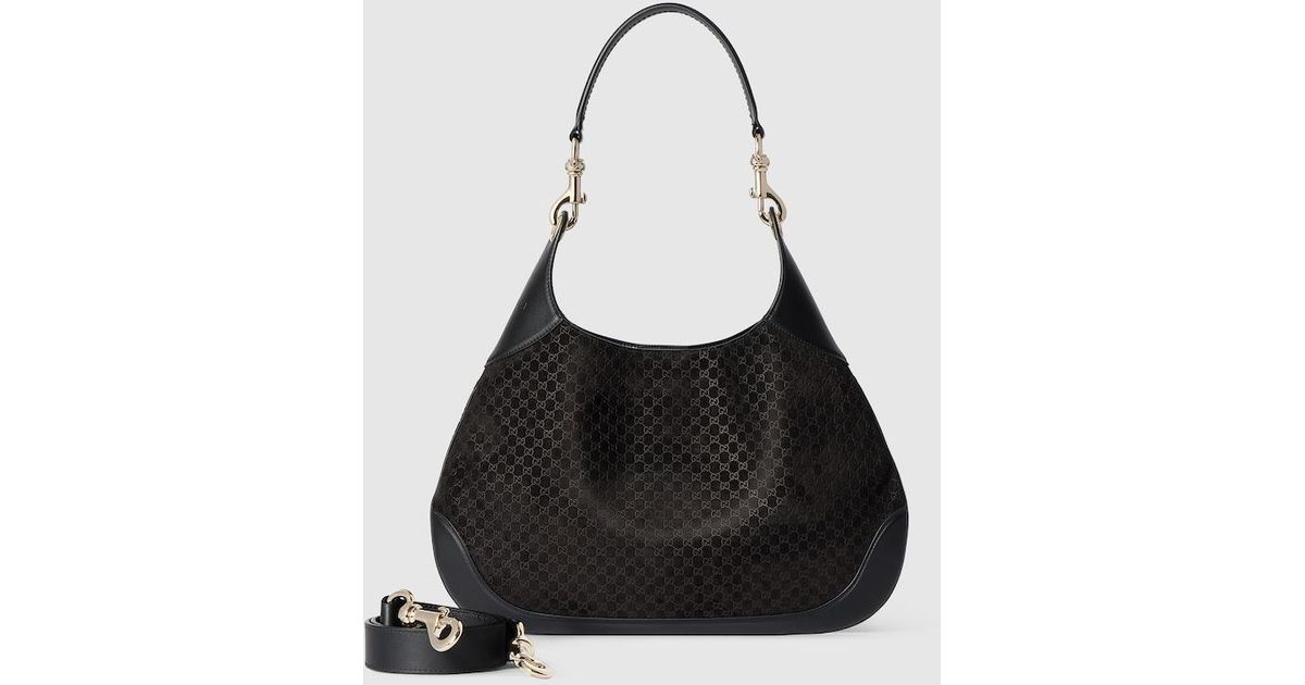 Gucci B Medium Shoulder Bag, Suede in Black | Lyst