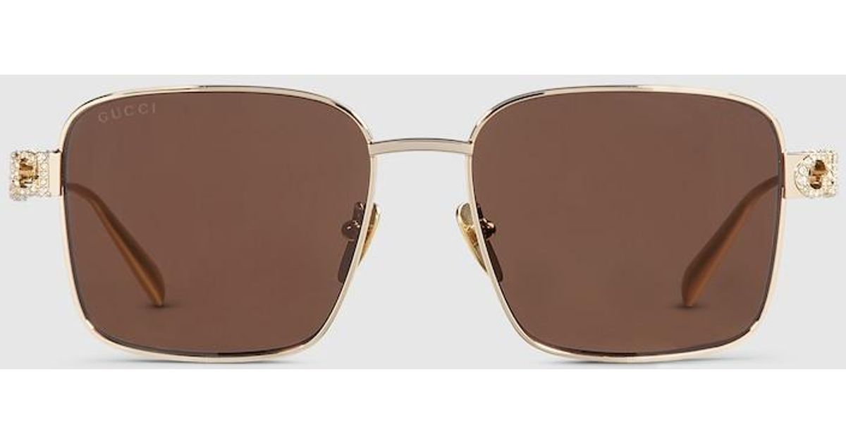 Gucci Square Frame Sunglasses in Brown | Lyst UK