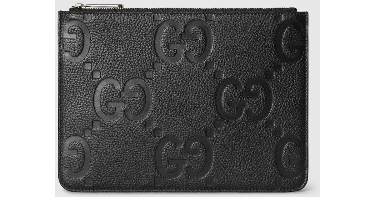 Gucci Jumbo Gg Pouch, , Leather in Black for Men | Lyst
