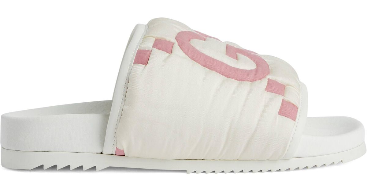 Gucci Maxi Gg Slide Sandal In White Lyst