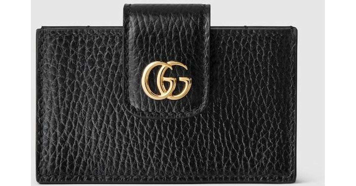 Gucci Gg Marmont Snap Button Card Case, , Leather in Black | Lyst