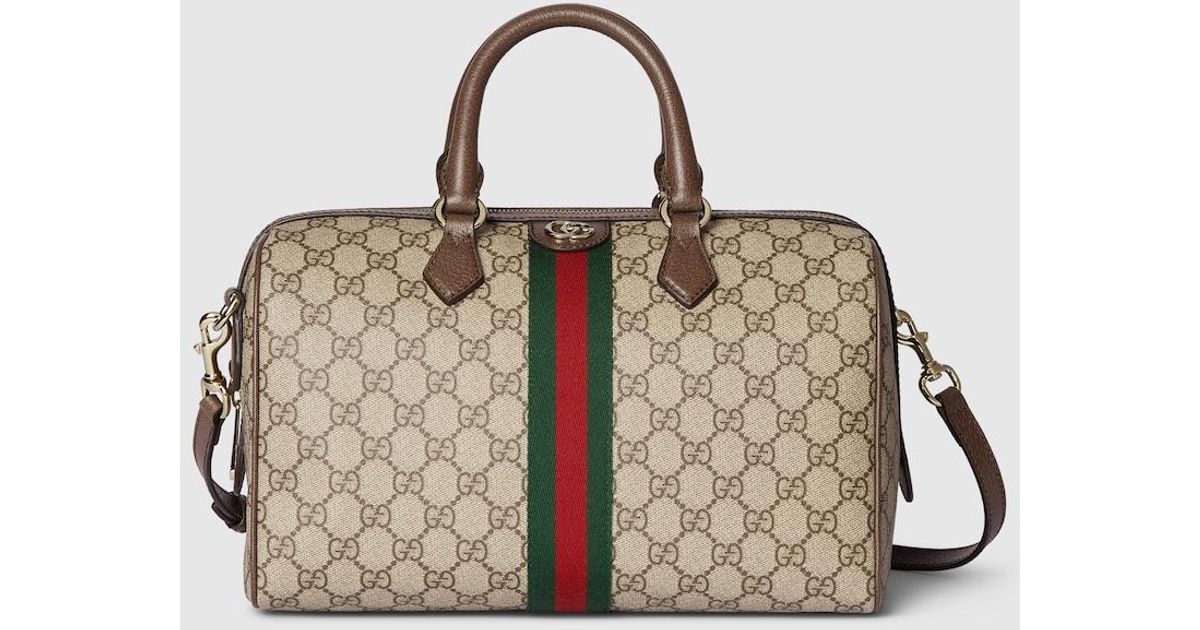 Gucci Ophidia Large Boston Bag, Gg Canvas in Metallic | Lyst UK