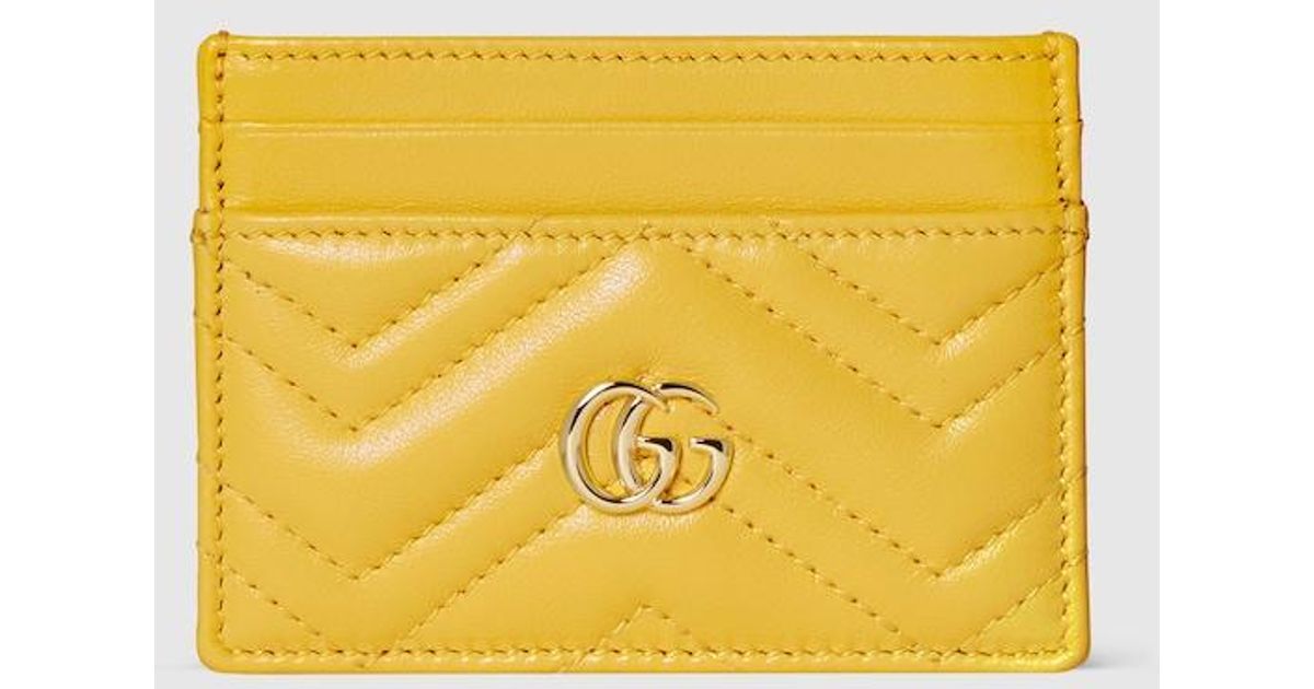 Gucci Gg Marmont Card Case, Leather in Yellow | Lyst