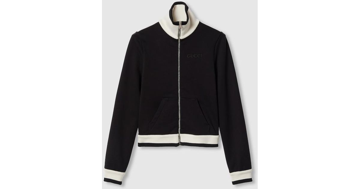 Gucci Cotton Fleece Zip Jacket, , , Ready-To-Wear in Black | Lyst