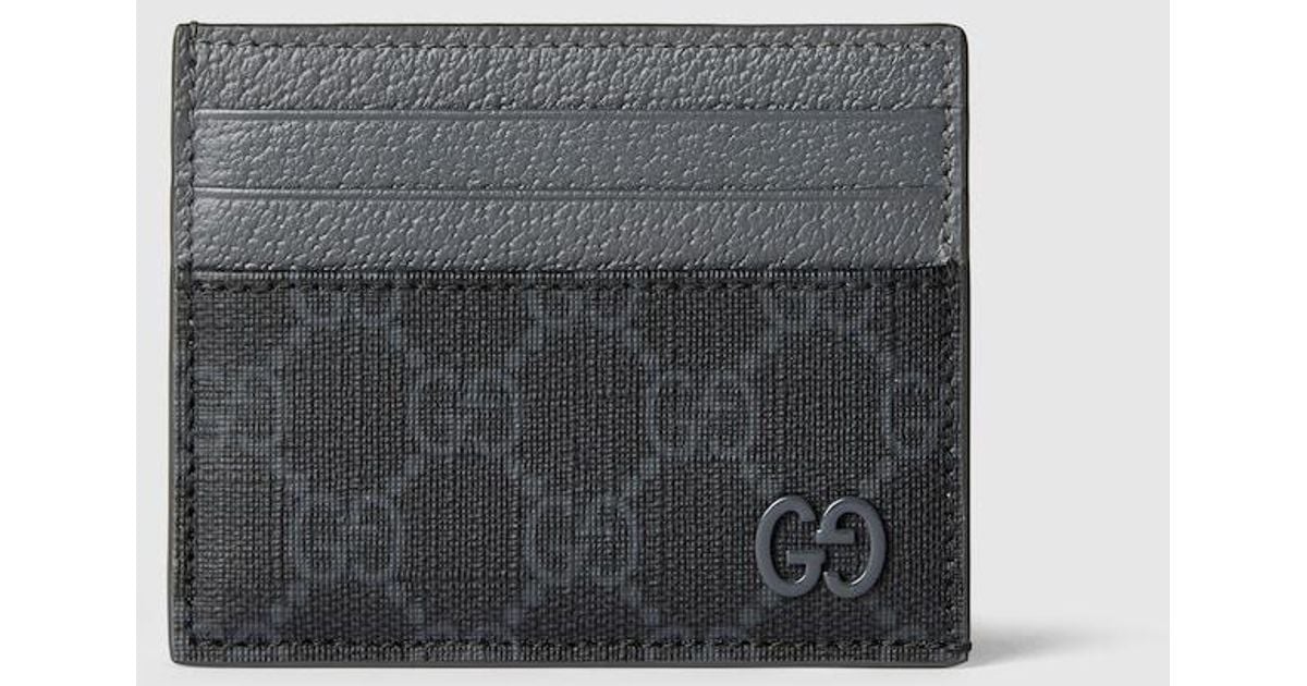 Gucci GG Card Case With GG Detail in Gray for Men | Lyst