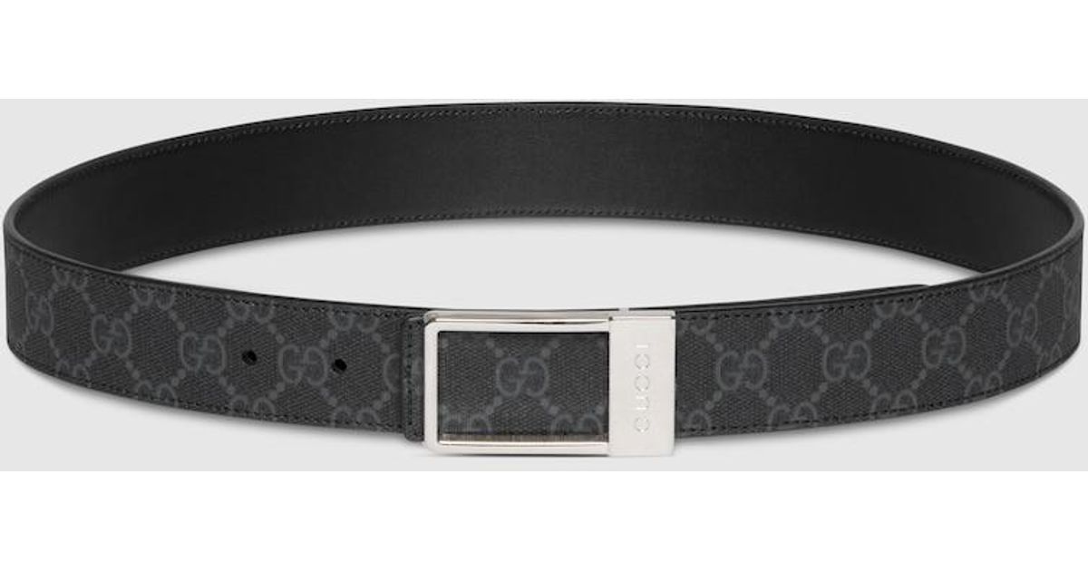 Gucci Reversible Belt With Rectangular Buckle, Size 100 in Black for ...