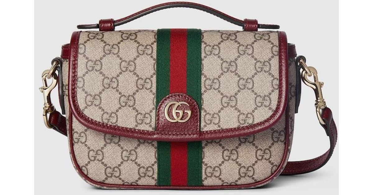 Gucci Ophidia Small Top Handle Bag, Gg Canvas in Natural | Lyst UK