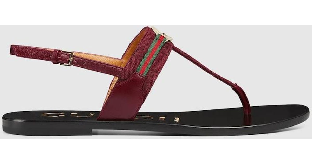 Gucci Interlocking G Web Sandal, Fabric in Brown | Lyst UK