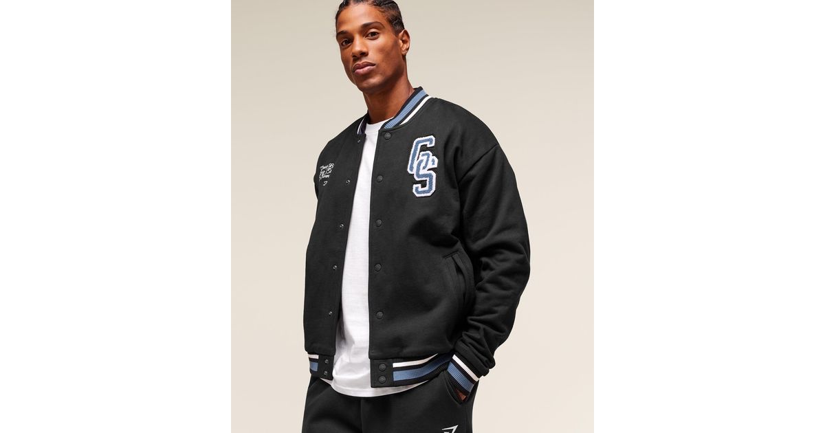 GYMSHARK Varsity Jacket in Black for Men | Lyst UK