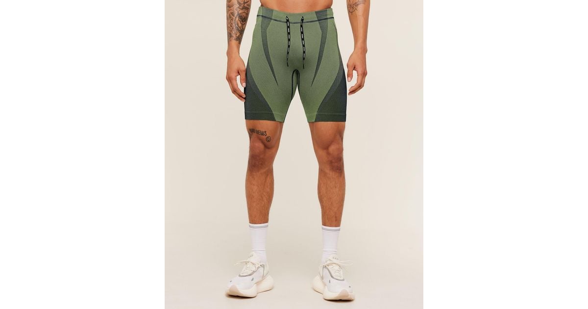 GYMSHARK Seamless Running Half Tight in Green for Men | Lyst