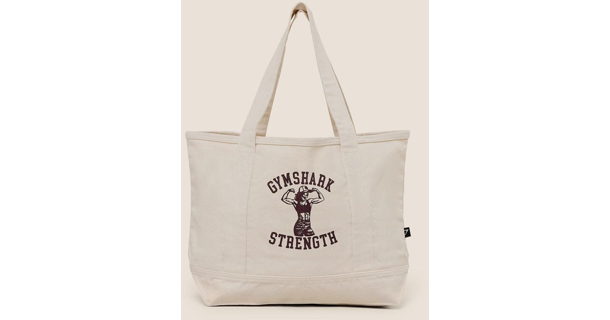GYMSHARK Strength Graphic Tote Bag in Natural | Lyst