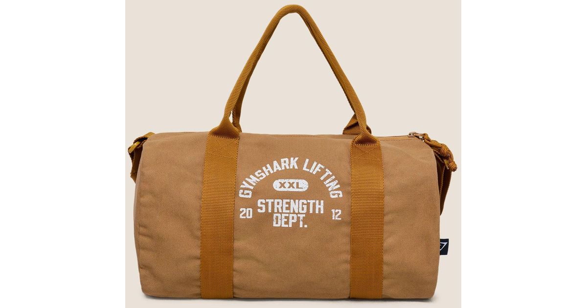 GYMSHARK Strength Dept Mini Canvas Duffle Bag in Natural | Lyst UK