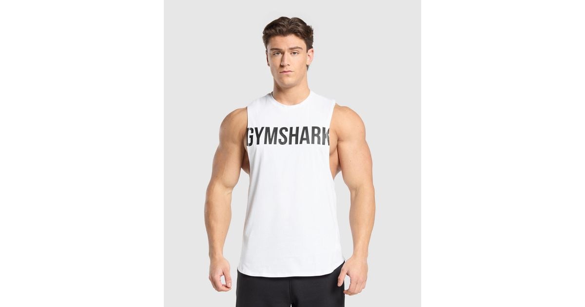 GYMSHARK Prime Drop Arm Tank in White for Men | Lyst