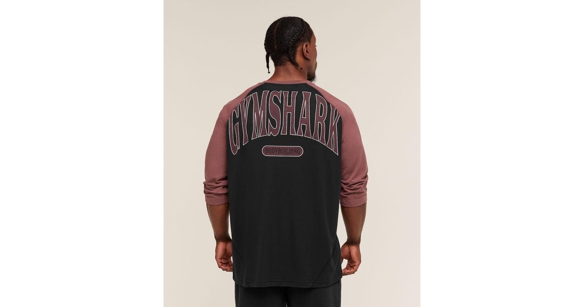 GYMSHARK Bodybuilding 1/3 Long Sleeve Graphic T-Shirt in Grey for Men ...