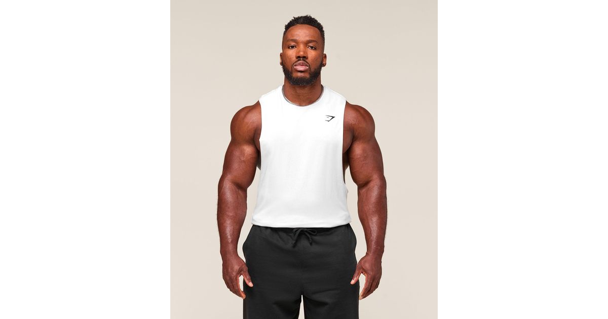 GYMSHARK Critical Drop Arm Tank in White for Men | Lyst UK