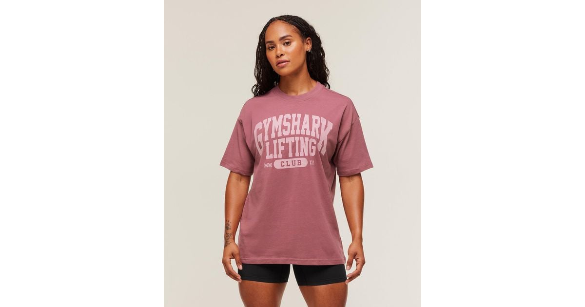 GYMSHARK Lifting Club Graphic Oversized T-Shirt in Red | Lyst UK